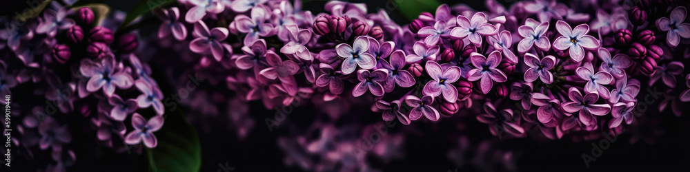 Beautiful Background Of Lilacs. Panoramic Banner. Generative AI Stock ...