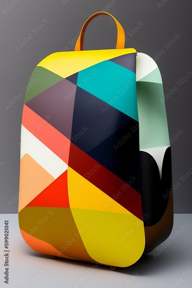 Design me a paper backpack made by a collaboration between charles and ...