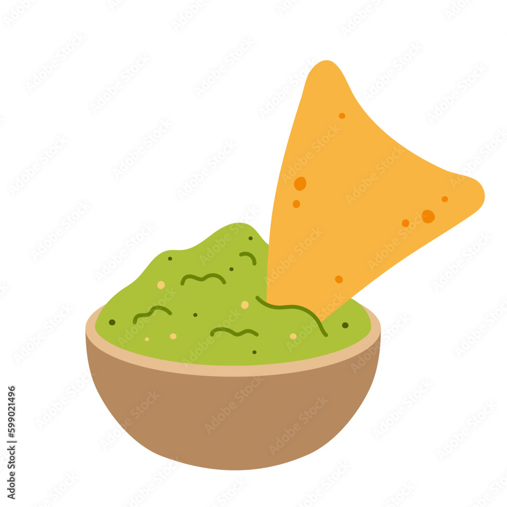 Guacamole And Chips White Background