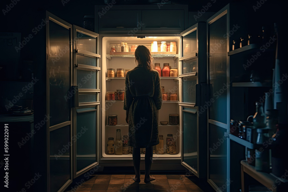 Open Fridge At Night
