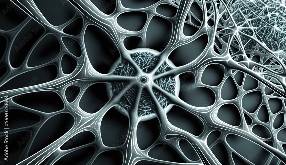 Generative AI, Conceptual illustration of neuron cells with glowing ...