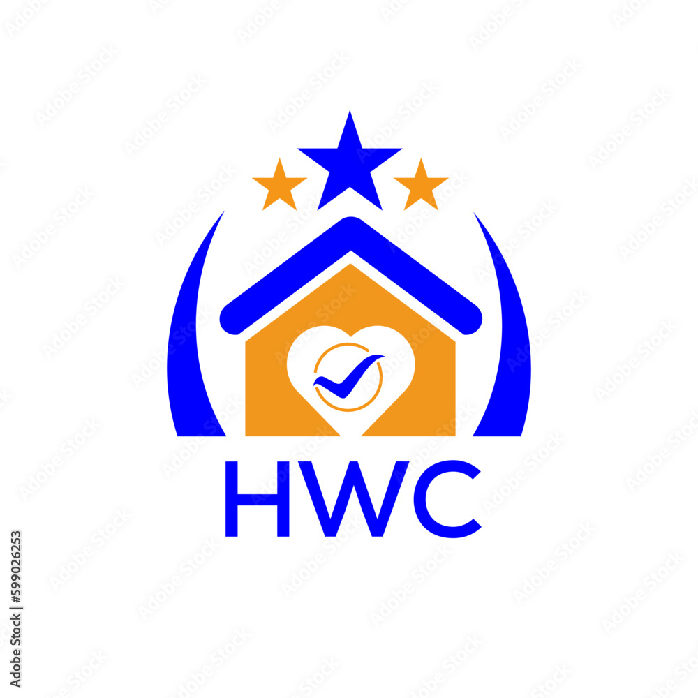 HWC House logo Letter logo and star icon. Blue vector image on white ...