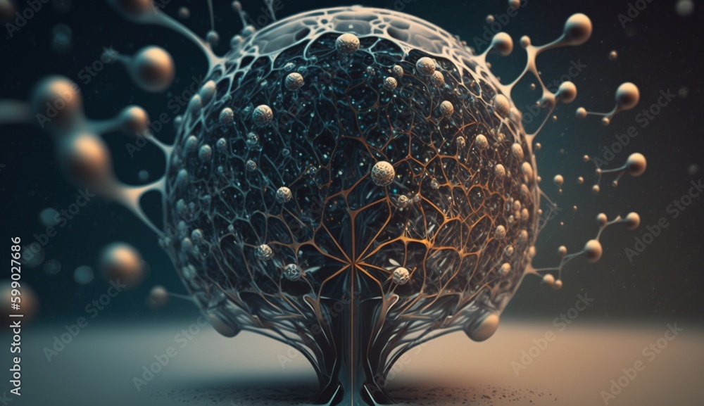 Generative AI, Conceptual illustration of neuron cells with glowing ...