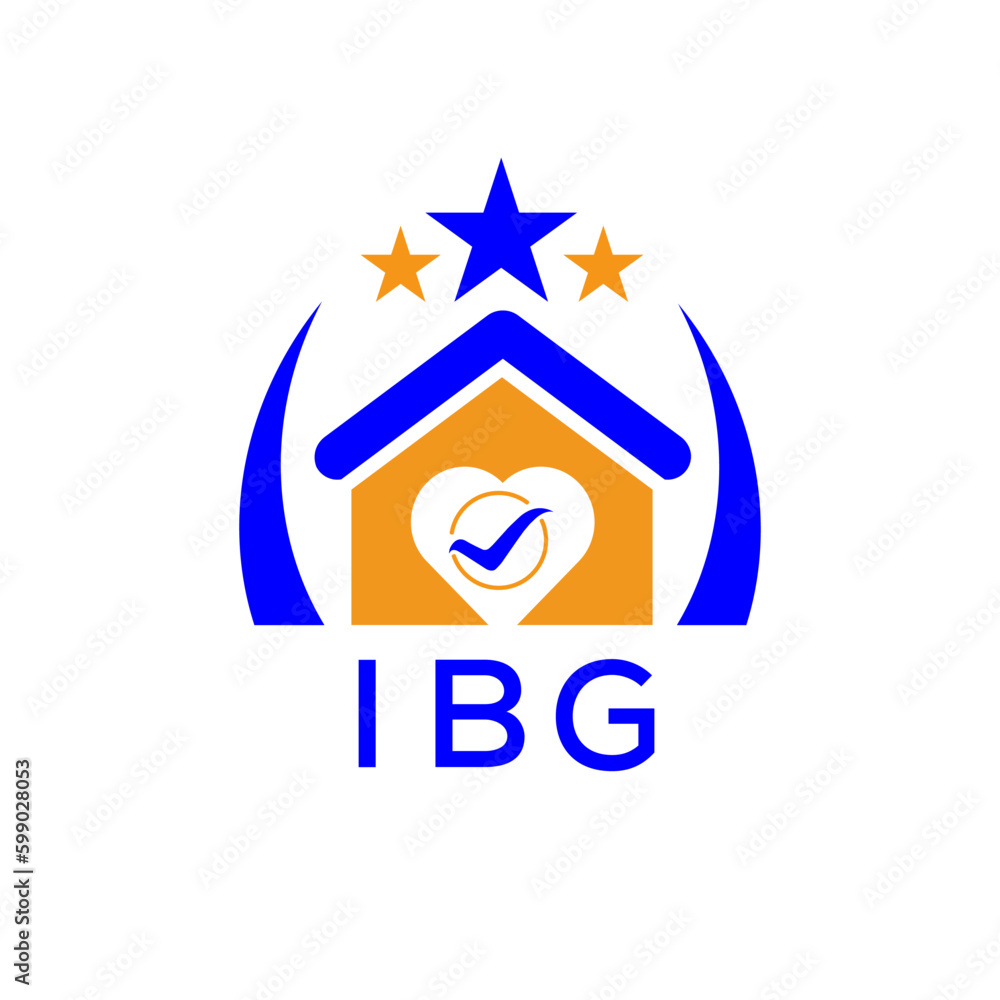IBG House logo Letter logo and star icon. Blue vector image on white ...
