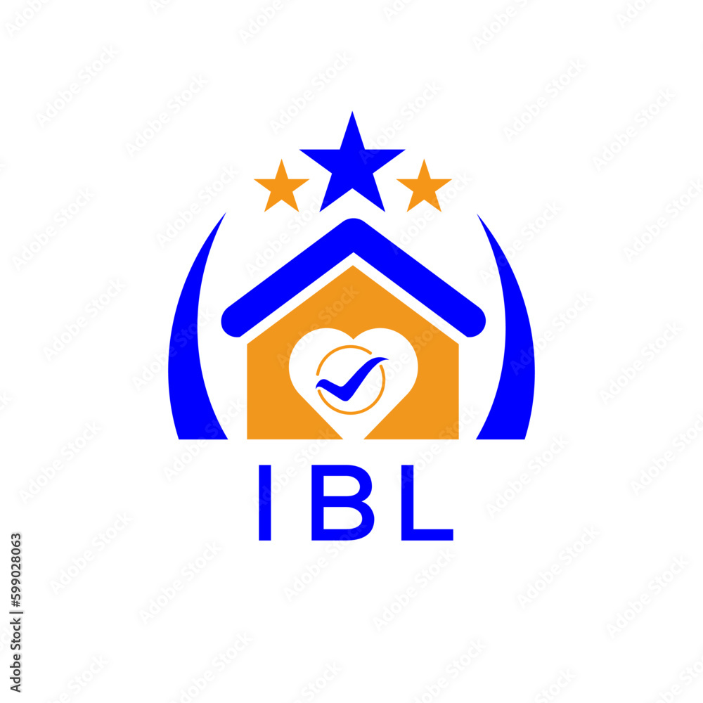 IBL House logo Letter logo and star icon. Blue vector image on white ...