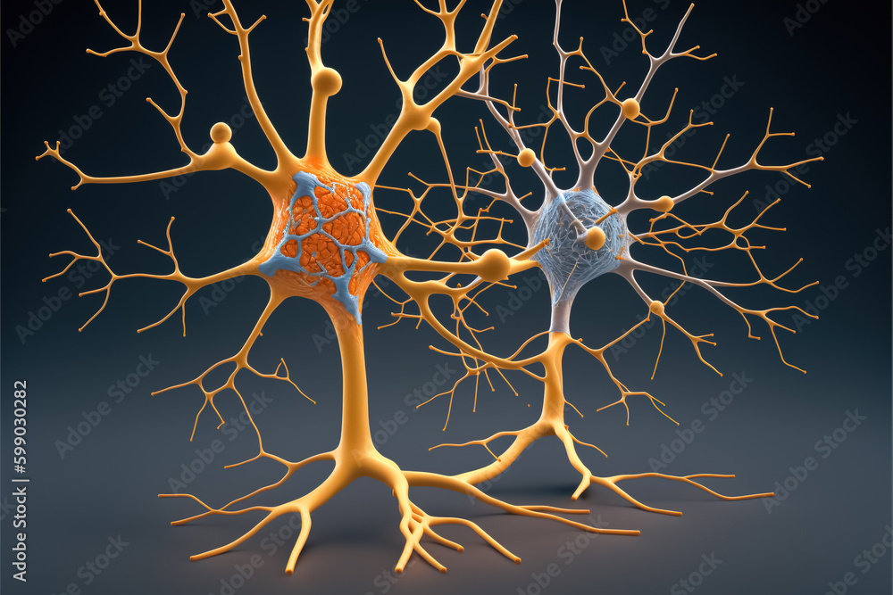 Neuron network brain cells. Human nervous system and brain activity ...