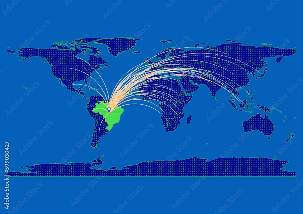 Vector Brazil map, map of Brazil for emphasizing export, technology ...