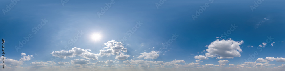 blue skybox with cumulus cloud as seamless hdri 360 panorama with zenith in spherical ...