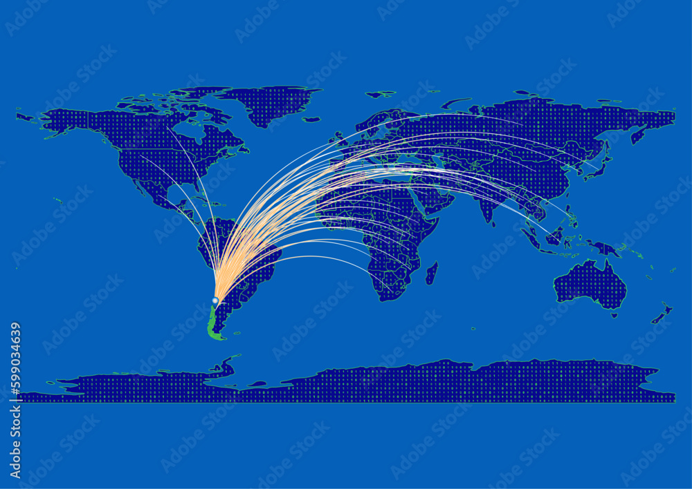 Vector Chile map, map of Chile for emphasizing export, technology ...