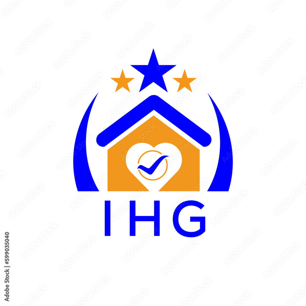 IHG House logo Letter logo and star icon. Blue vector image on white ...