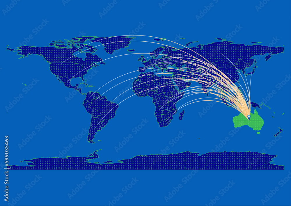 Vector Australia map, map of Australia for emphasizing export ...