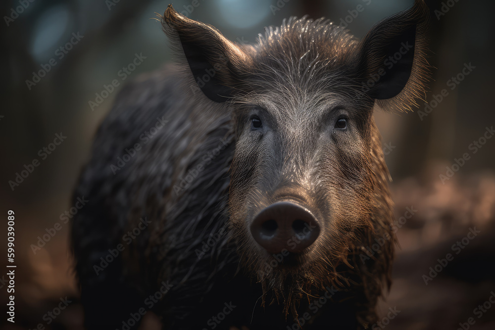 beautiful and wild boar, beautiful background, savannah background, ai ...