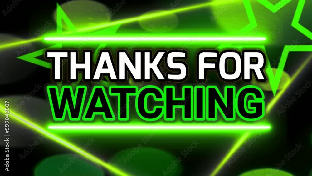 Animated trailer saying thank you for watching, with a cool background ...