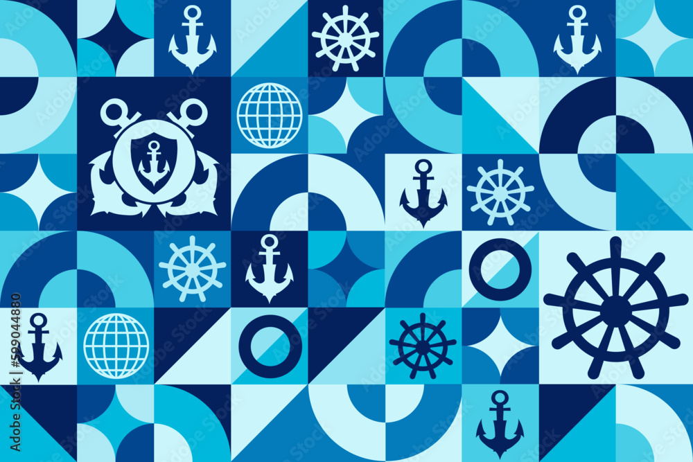 National Maritime Day. Seamless geometric pattern. Template for ...