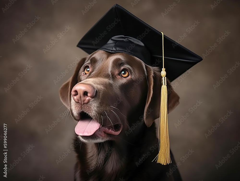 Cute dog with a graduation cap. Graduation concept. Generative AI Stock ...