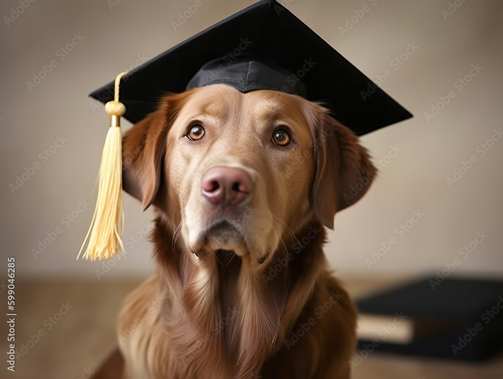 Cute dog with a graduation cap. Graduation concept. Generative AI Stock ...