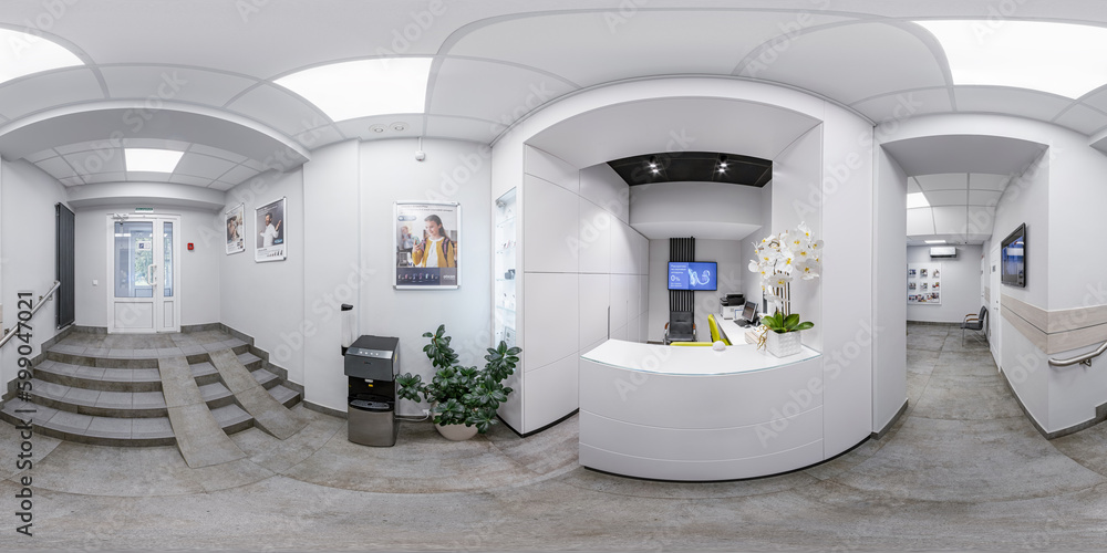 360 hdri panorama inside interior of modern research medical laboratory ...