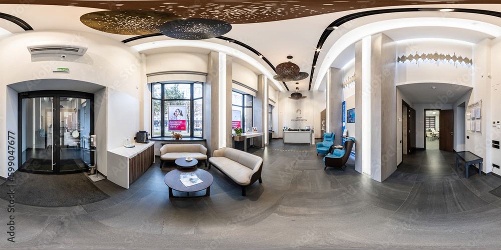 360 hdri panorama inside interior of modern research medical laboratory ...