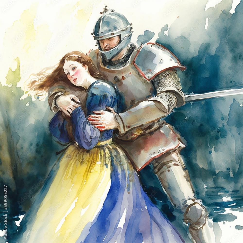 Medieval Knight Watercolor Art v3, 300 DPI PNGs, High Resolution ...