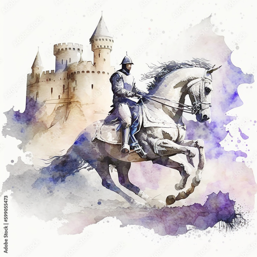 Medieval Knight Watercolor Art v3, 300 DPI PNGs, High Resolution ...