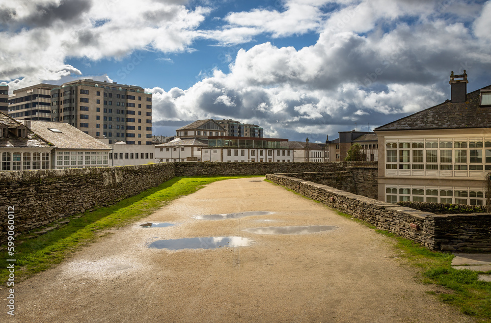 Exposure from the Lugo city Walls, from where you can see the ...