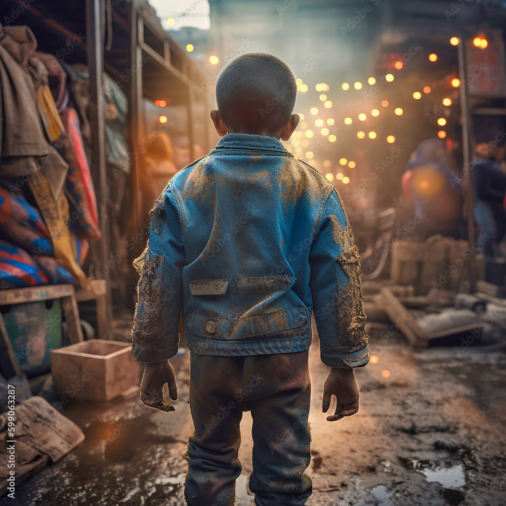 Child labor back view concept of Exploitation, generative AI Stock ...