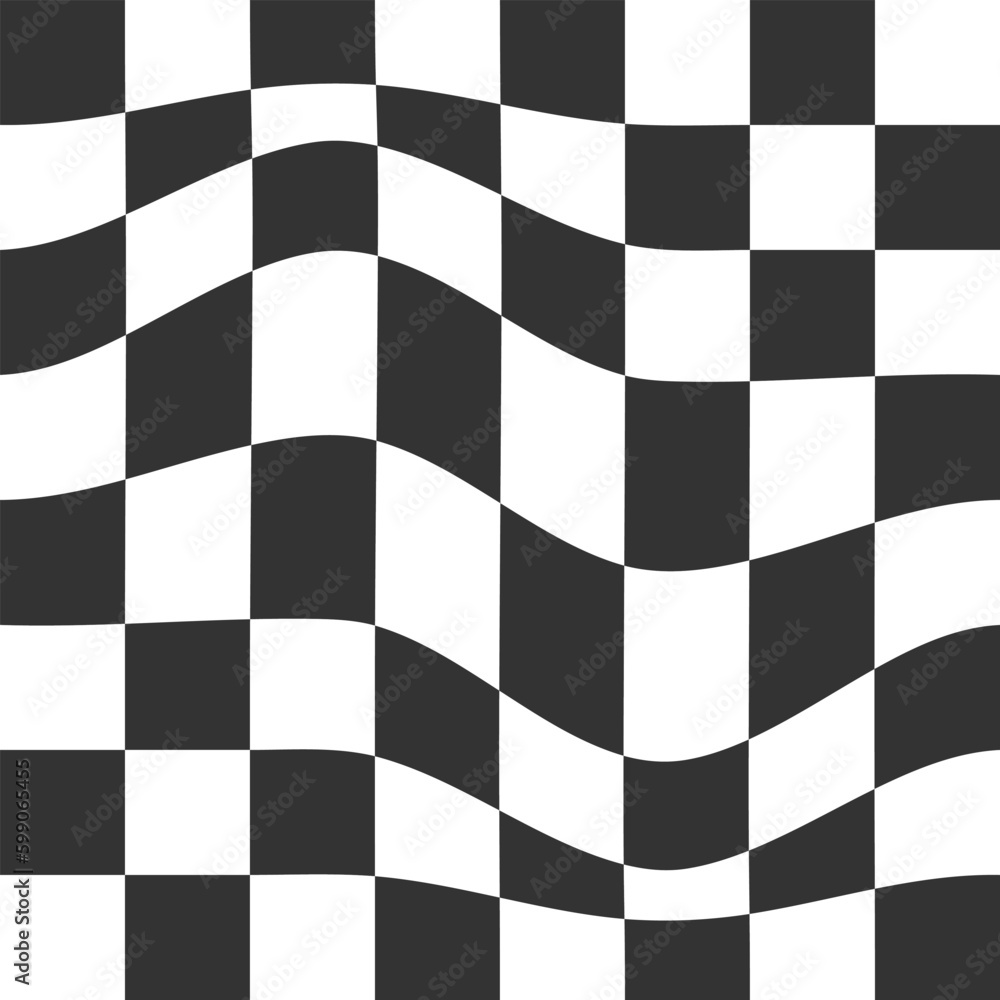 Distorted chess board background. Checkered optical illusion ...