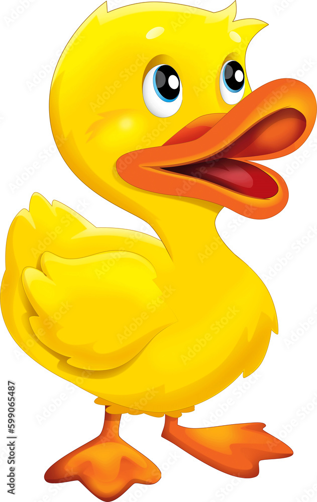Cartoon happy farm animal happy cheerful duck illustration for kids ...