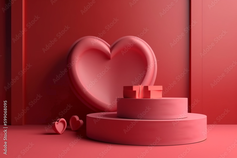 Stage podium background of love heart mock ups for product or present ...