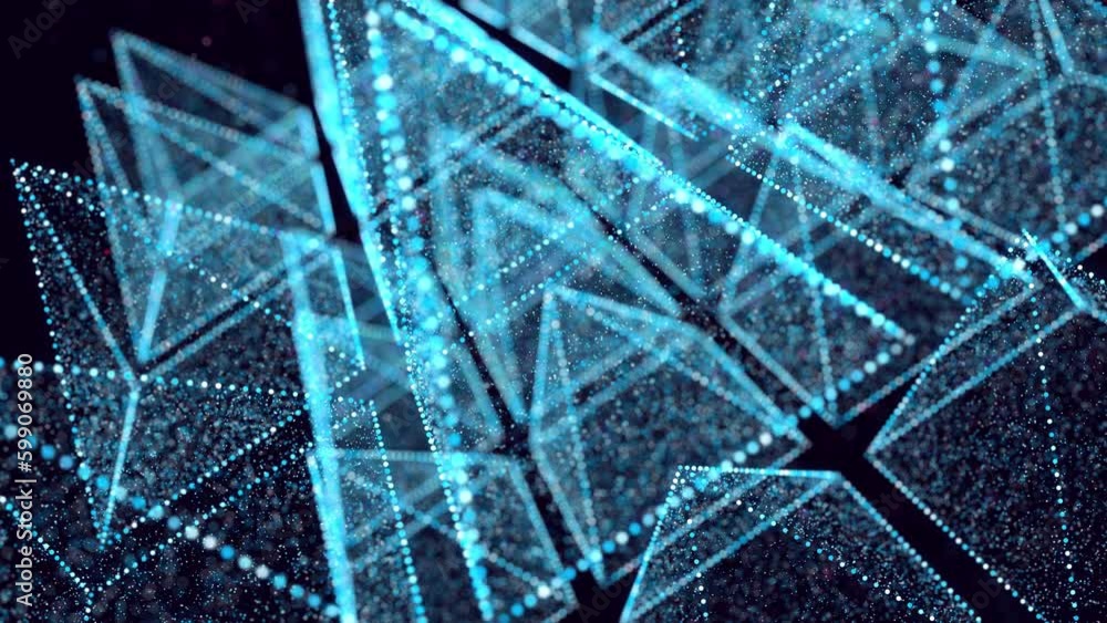 Vídeo do Stock: Abstract glow particles form 3d object in space. Vj ...