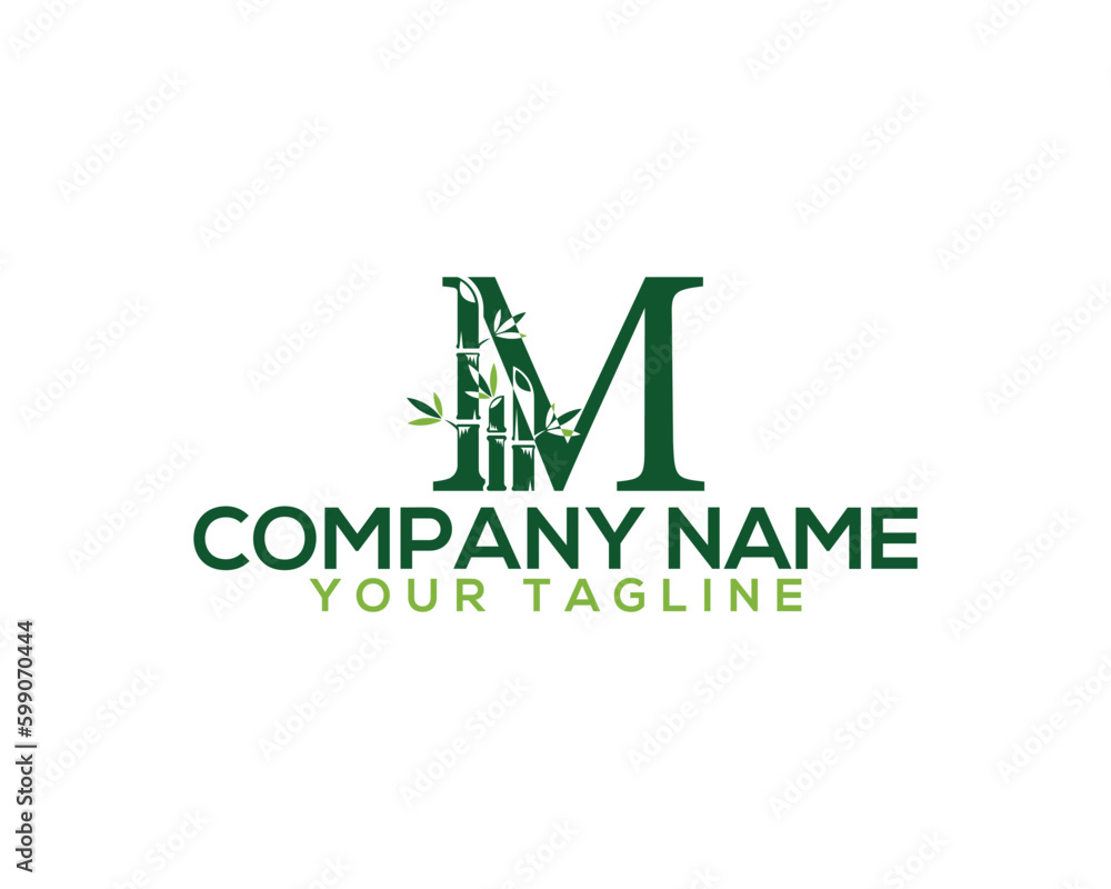 Abstract letter M bamboo tree logo design. Unique bamboo tree natural ...