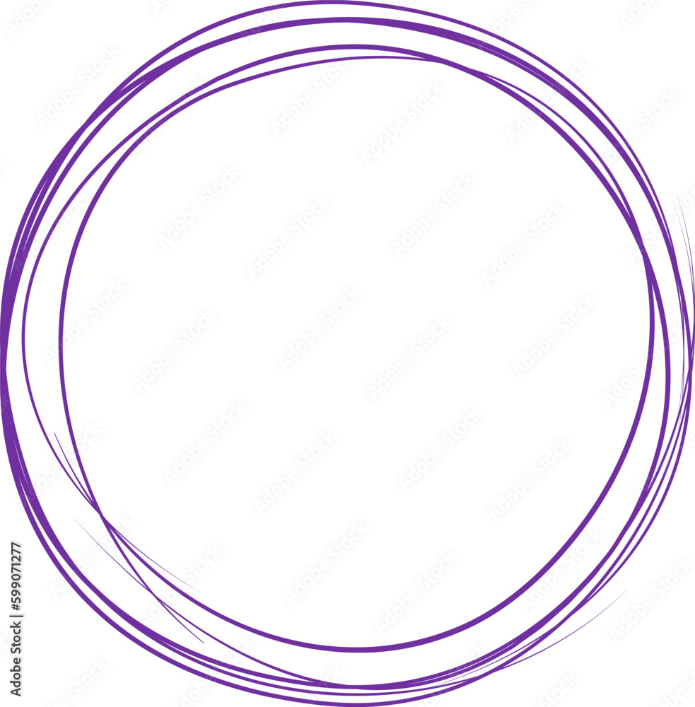 Violet circle line hand drawn. Highlight hand drawing circle isolated ...