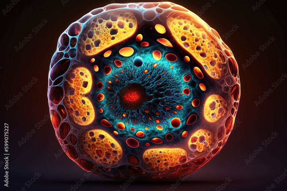 Human cell. Embryonic stem cell microscope. Components of Eukaryotic ...