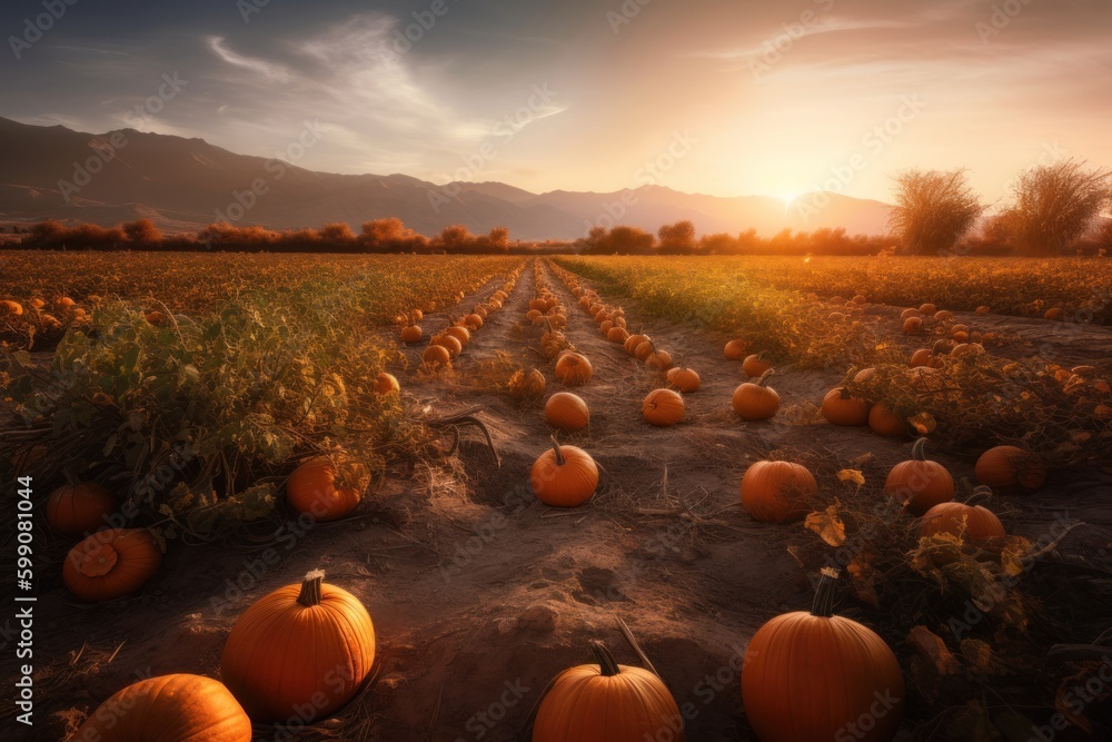 Stunning photograph of a field of pumpkins, showcasing the iconic ...
