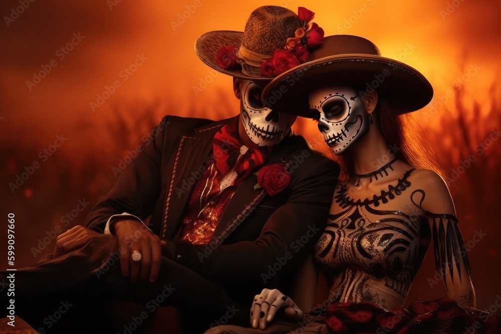 Dia de los muertos and Cinco de Mayo Themes, male and female catrina ...