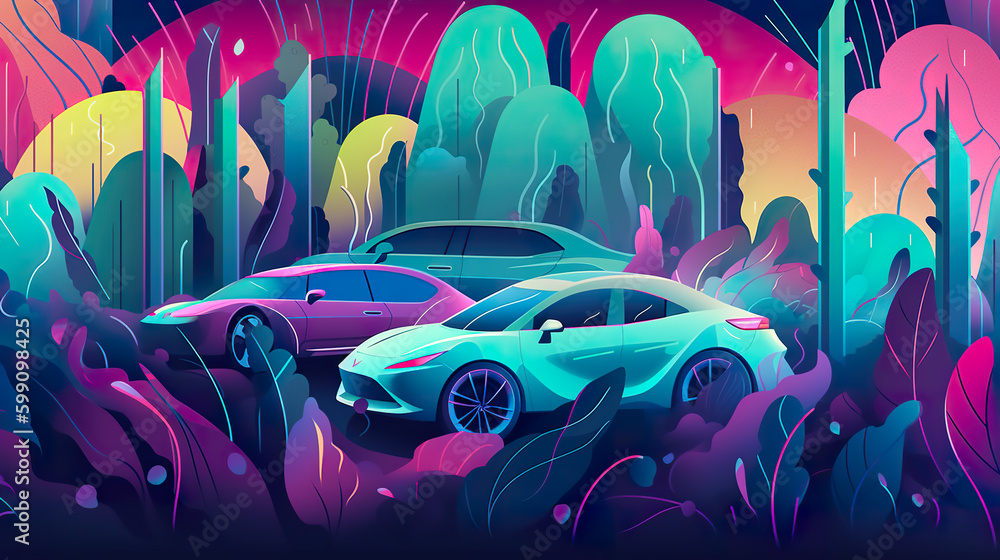 Futuristic electric car grid system that uses AI to generate efficient ...