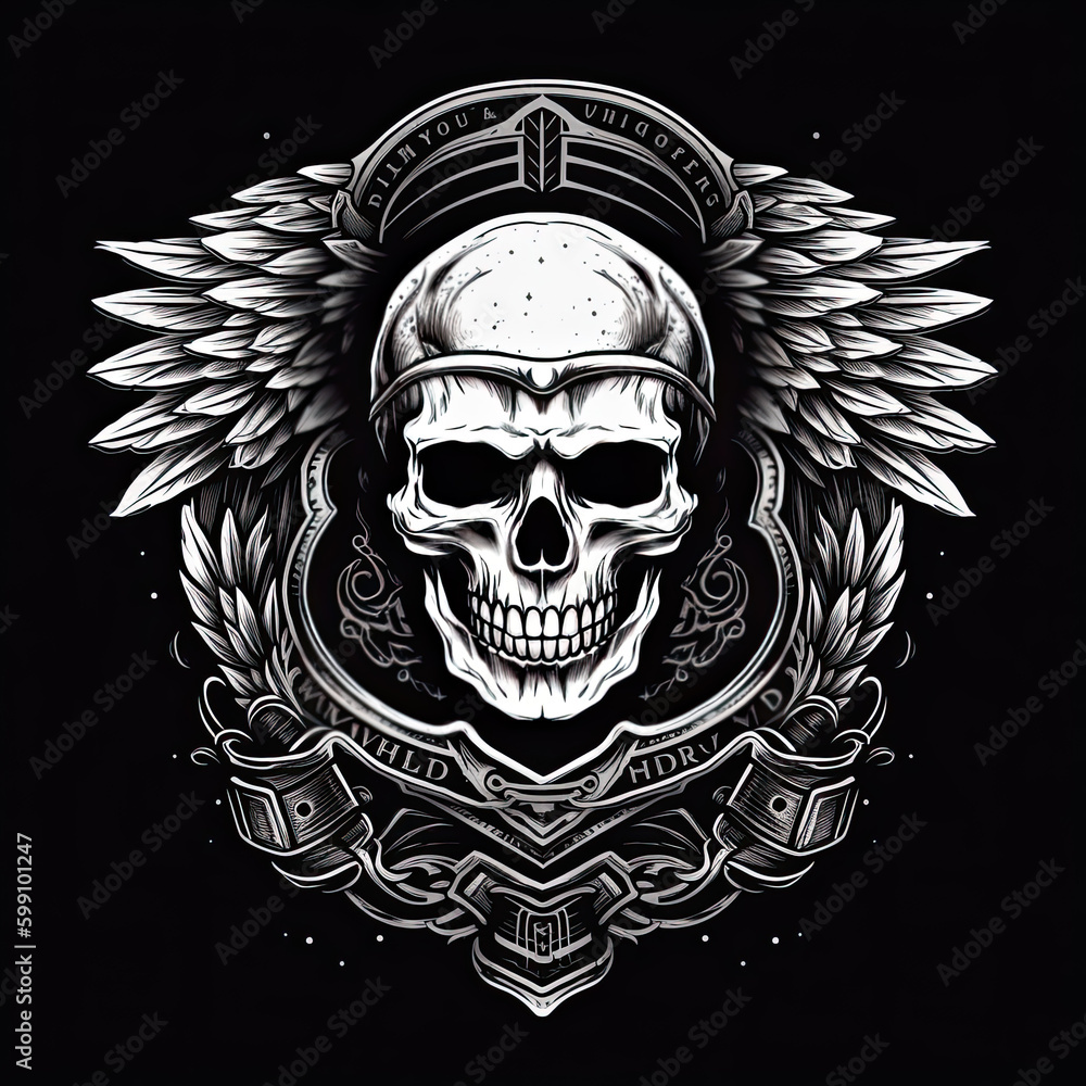 Skull Logo, Emblem, Banner, Crest, Death, Graphic design, logo design ...