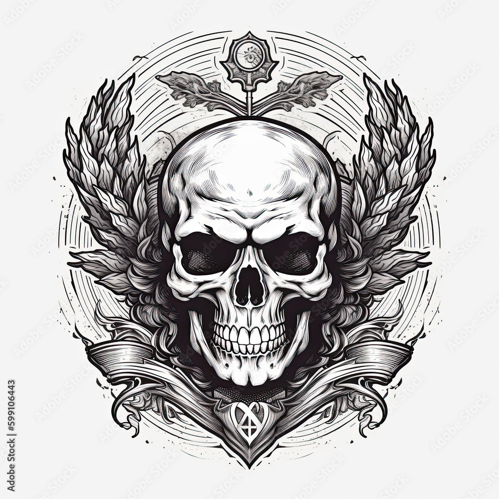 Skull Logo, Emblem, Banner, Crest, Death, Graphic design, logo design ...