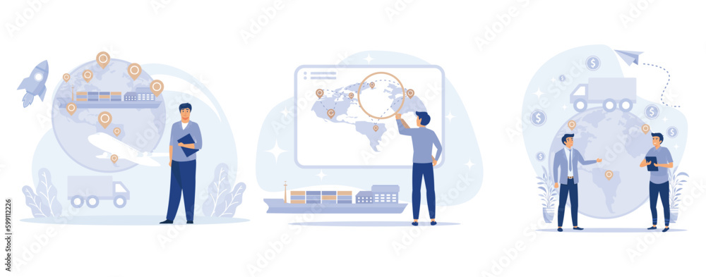 International delivery service concept. Global transportation system ...