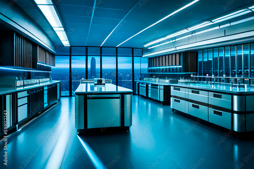 The product photography of the futuristic pharmaceutical laboratory ...