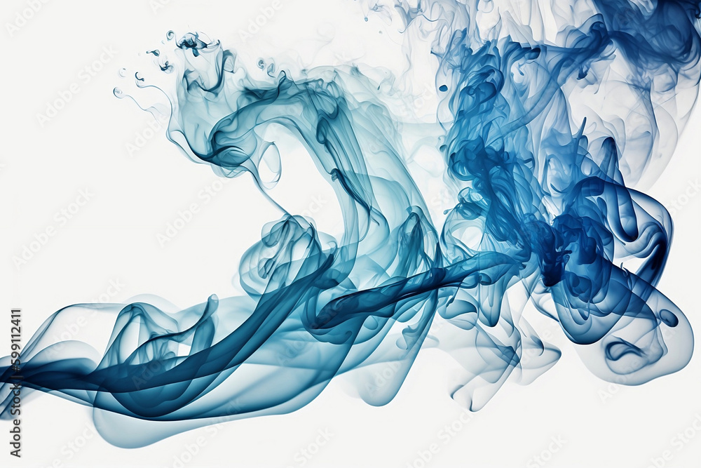 blue smoke, white background, Generative AI, vapor, mist, haze ...