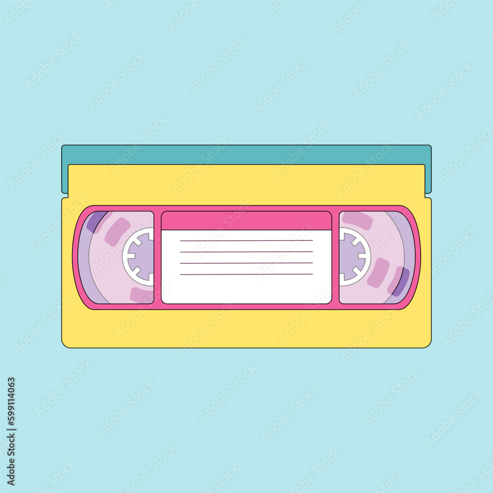 Vetor de VHS Cassette, video tape record system. 80-90s Style. Old ...