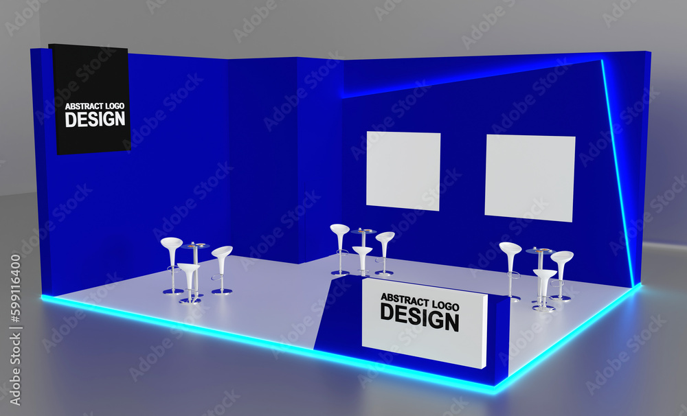 Empty stand or booth in a tradeshow. 3d render exhibition mockup ...