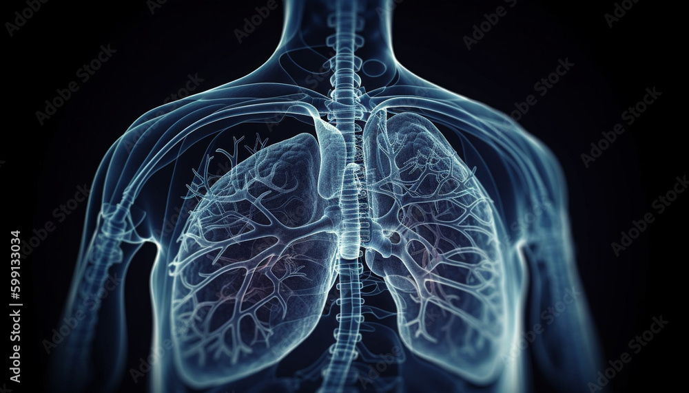 Transparent x ray shows anatomy of human lung generated by AI Stock ...