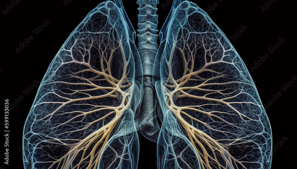 Transparent x ray shows human respiratory system anatomy generated by ...