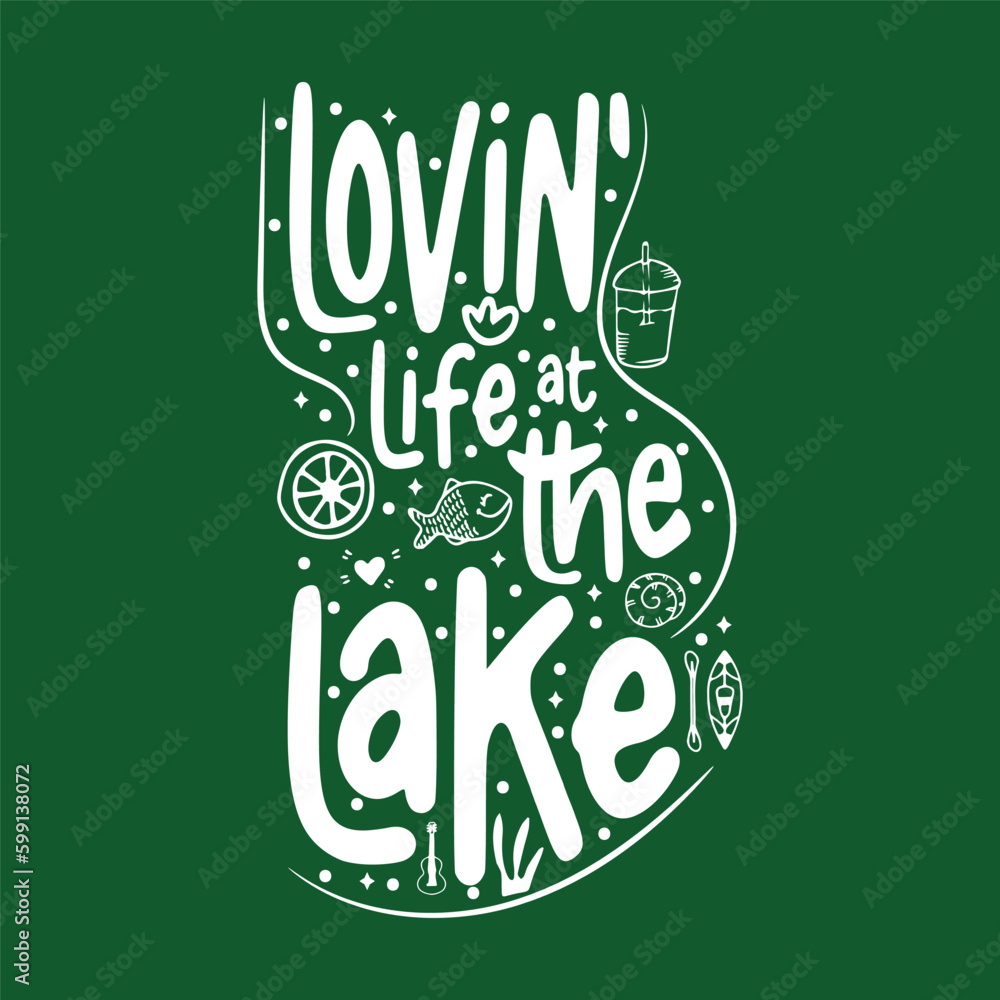Lovin' Life At The Lake . Lake house decor sign in vintage style. Lake ...