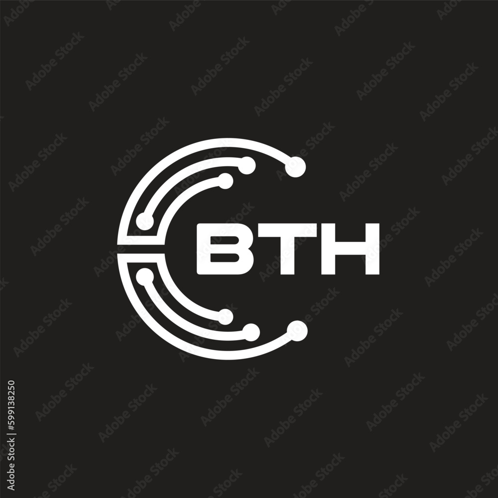 BTh letter technology logo design on black background. BTh creative ...