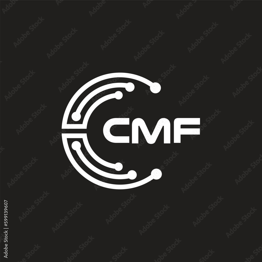 CMF letter technology logo design on black background. CMF creative ...