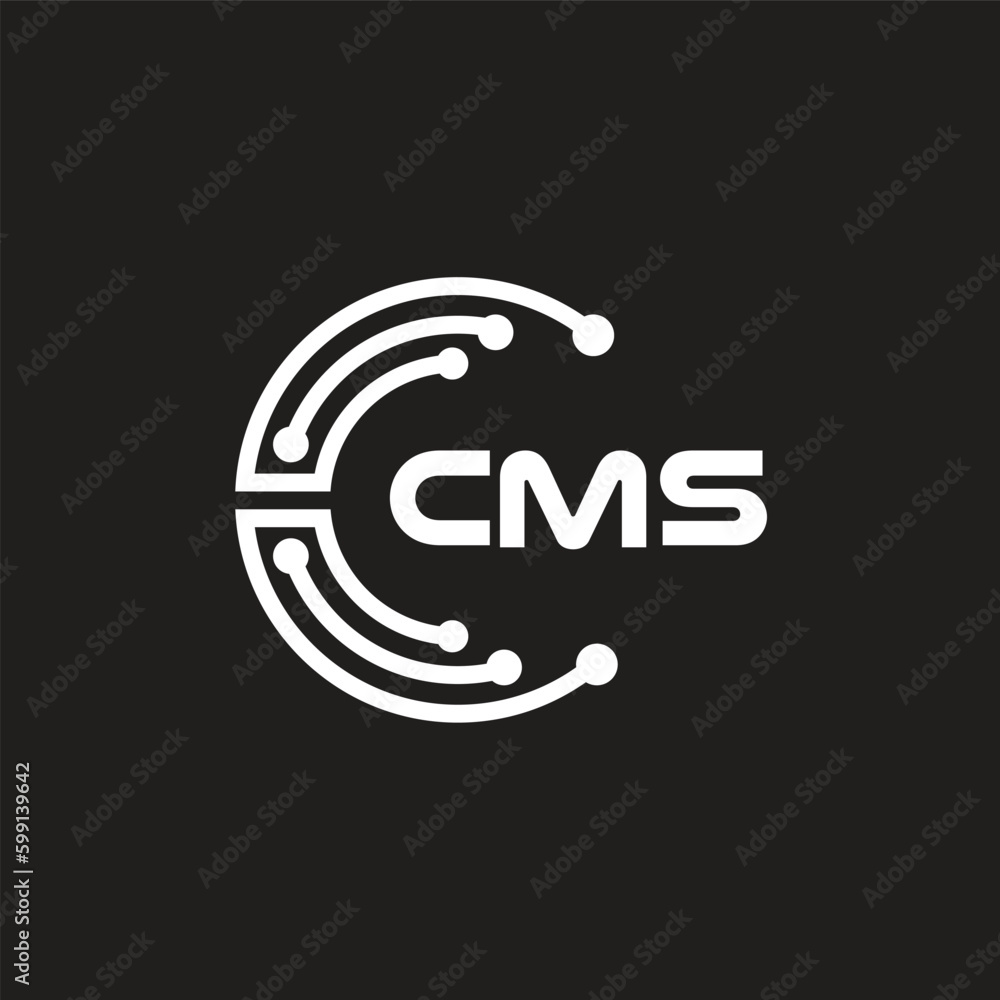 CMS letter technology logo design on black background. CMS creative ...
