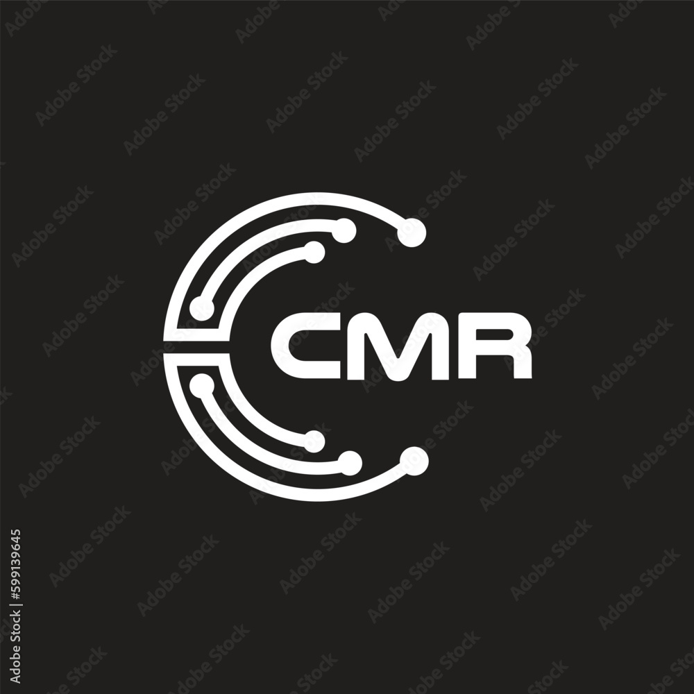 CMR letter technology logo design on black background. CMR creative ...
